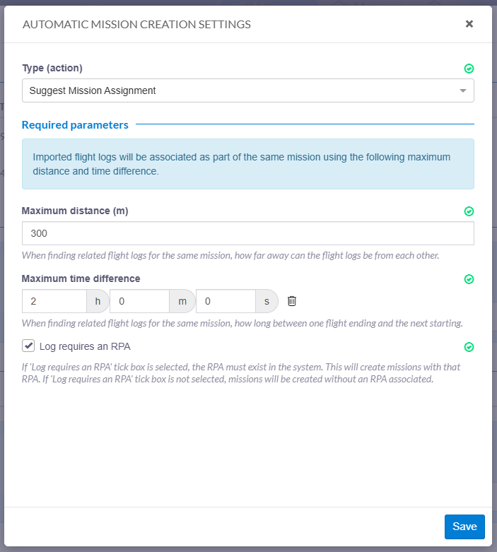 Configuring Automatic Mission Creation