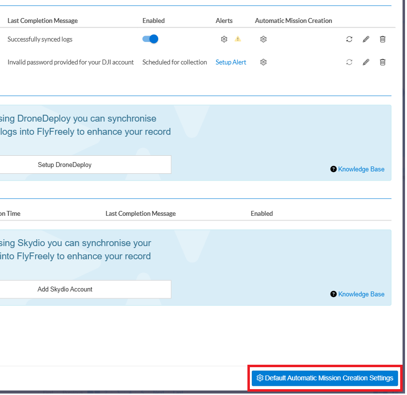 Configuring Automatic Mission Creation