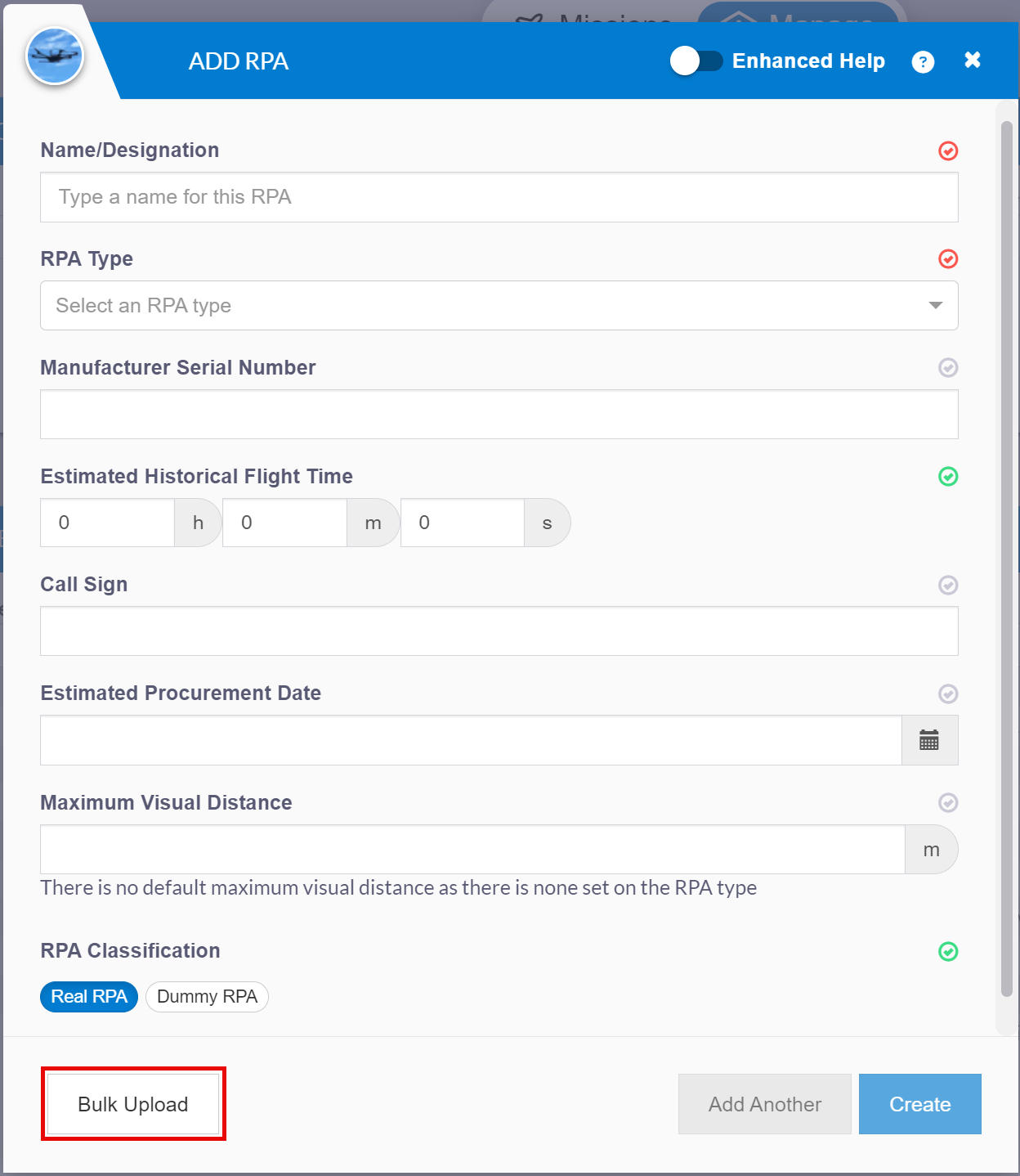 How to add a remotely piloted aircraft (RPA)